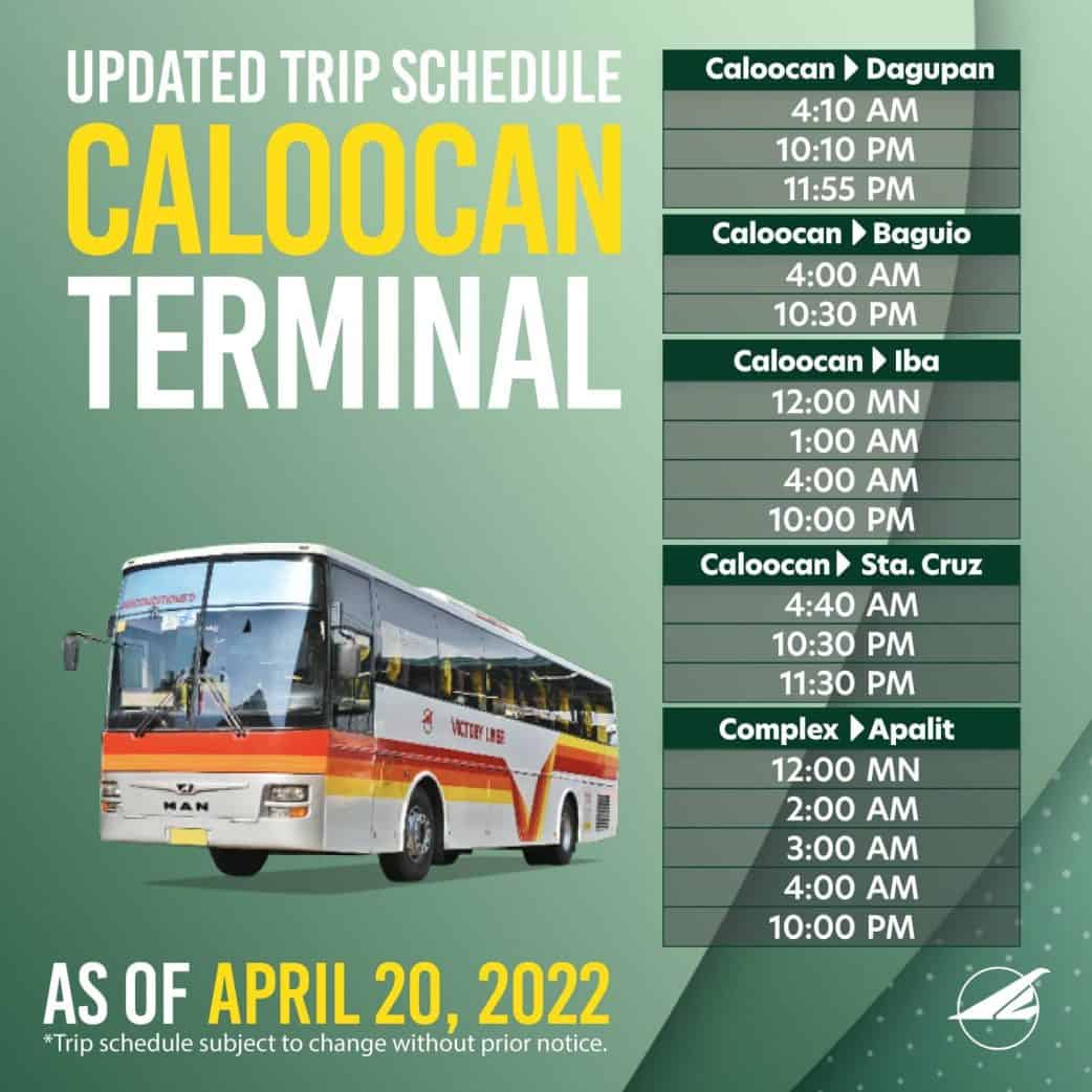 Victory Liner Bus Schedules For Manila Baguio Olongapo Cagayan