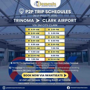 2026 MANILA to CLARK to MANILA P2P BUS SCHEDULE (NAIA, Trinoma, Clark ...